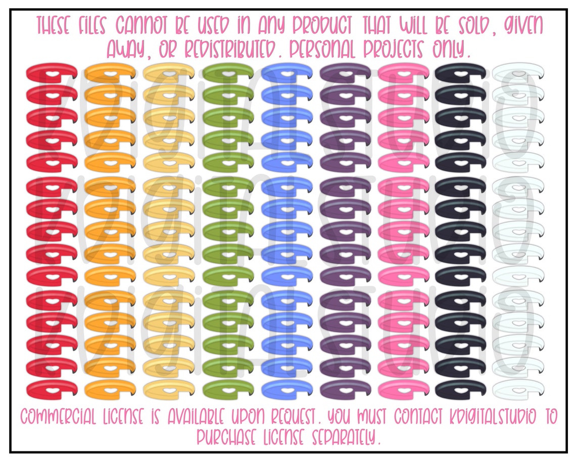 Digital Happy Planner Inspired Rings Rainbow Colors | Etsy