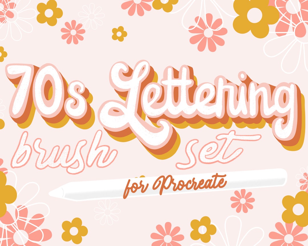 70s Lettering & Stamp Brush Set for Procreate, Instant Digital Download ...