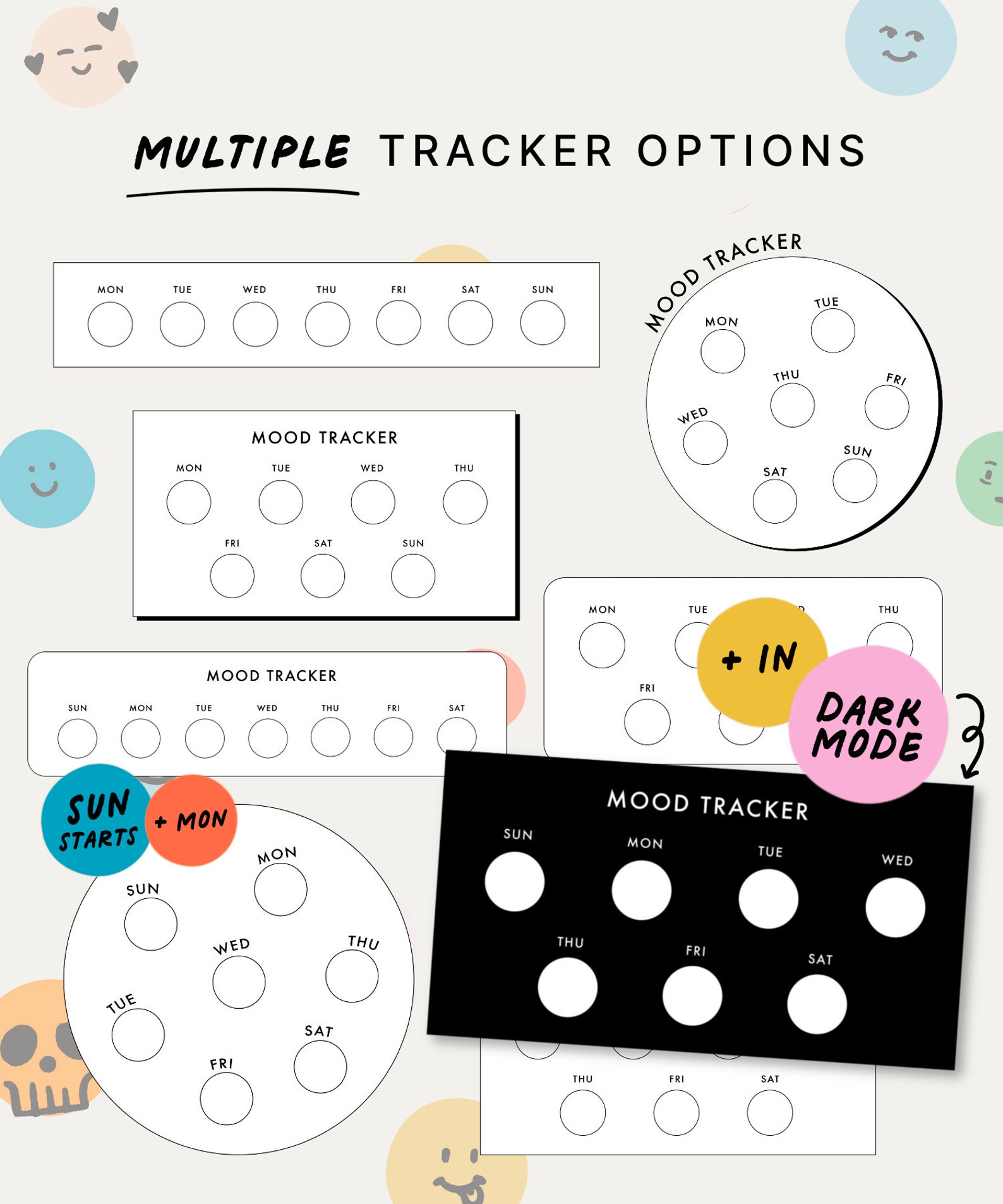 Colorful Mood Tracker Digital Stickers (digital Download) - Etsy