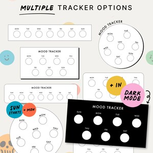 Colorful Mood Trackers Digital Stickers | Digital Planner Stickers ...