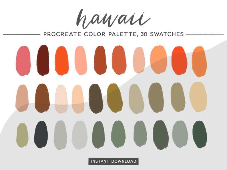 Hawaii Procreate Color Palette Swatches Ipad Lettering Etsy Uk