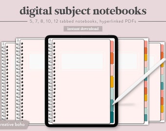 Digital Subject Notebook Set 5 TOTAL NOTEBOOKS 5 7 8 | Etsy