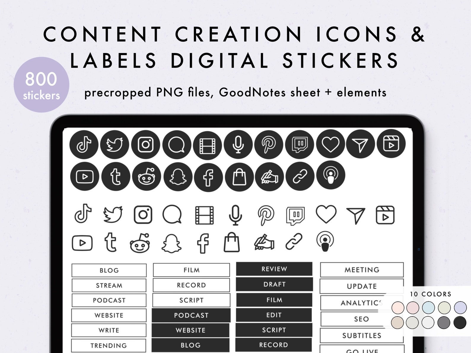 Content Creation Icons & Labels Digital Stickers Individual - Etsy