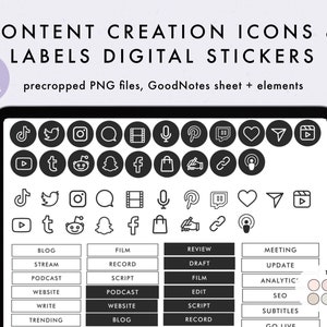 Content Creation Icons & Labels Digital Stickers Individual - Etsy