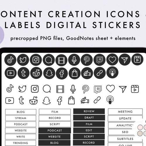 Content Creation Icons & Labels Digital Stickers Individual - Etsy