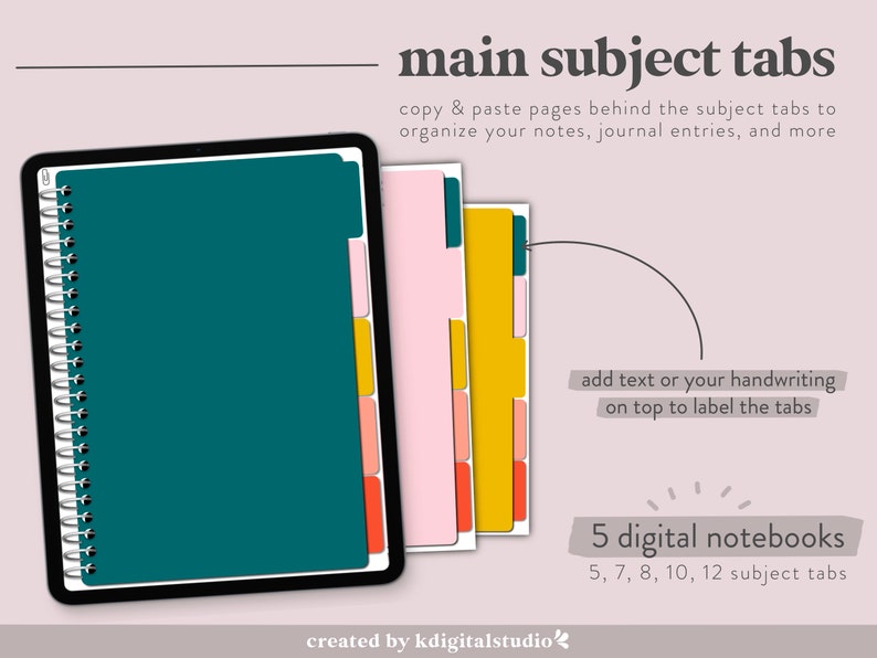 Digital Subject Notebook Set 5 TOTAL NOTEBOOKS 5 7 8 | Etsy