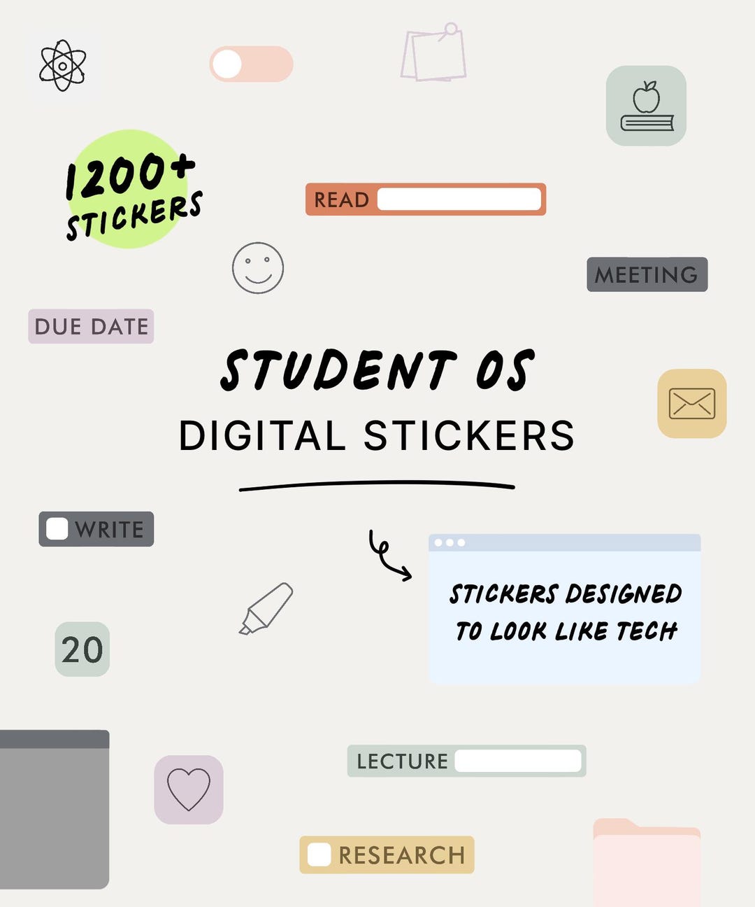 Studentos App-like Stickers, Digital Stickers, Individual Pngs ...