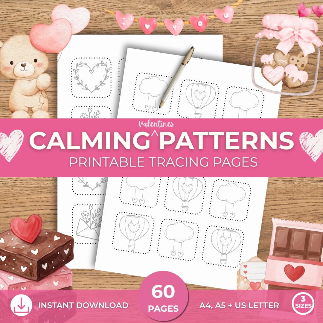 60 Calming Valentine Patterns – Digital Download- Gentle Mindful ...