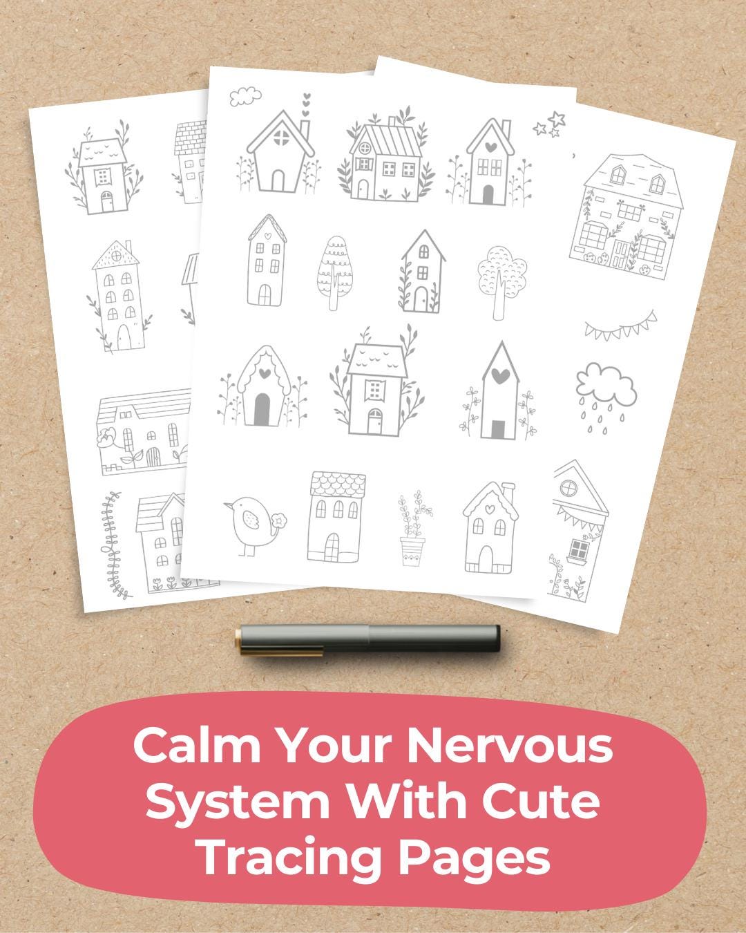 Mindful Tracing Pages for Anxiety Printable - Little Houses I Quiet ...