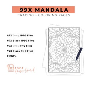 99 Mandala Tracing / Coloring Pages I Mindful Printables for Anxiety ...