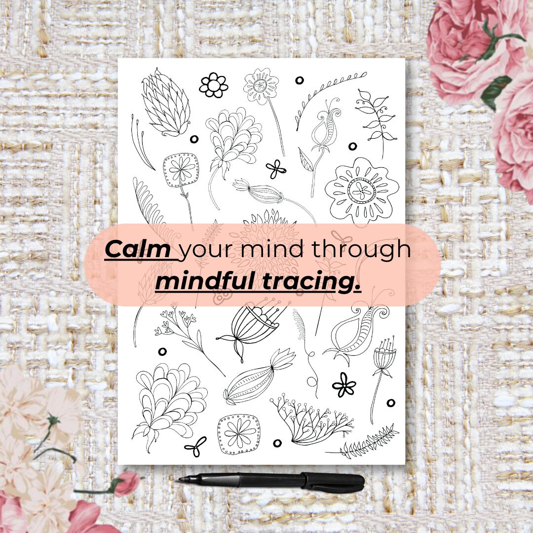 Floral Tracing and Coloring Pages I Grounding Technique I Relax Your ...