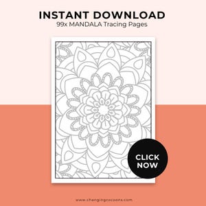 99 Mandala Tracing / Coloring Pages I Mindful Printables for Anxiety ...