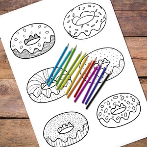 2x Cute Donut Colouring Pages I Digital Print I PDF Download I Unwind ...