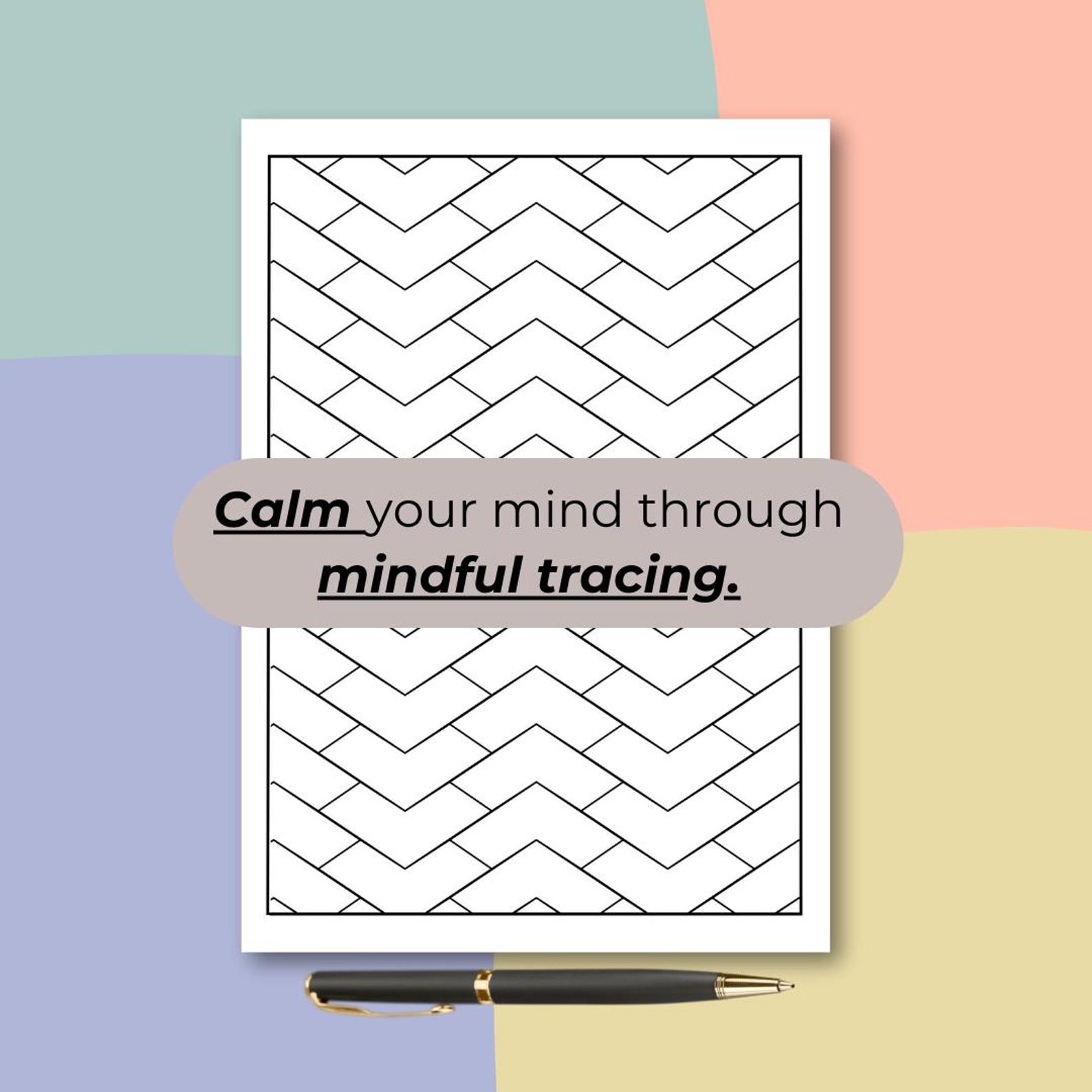 10 Geometric Tracing Coloring Pages / Digital Download / Mindful ...