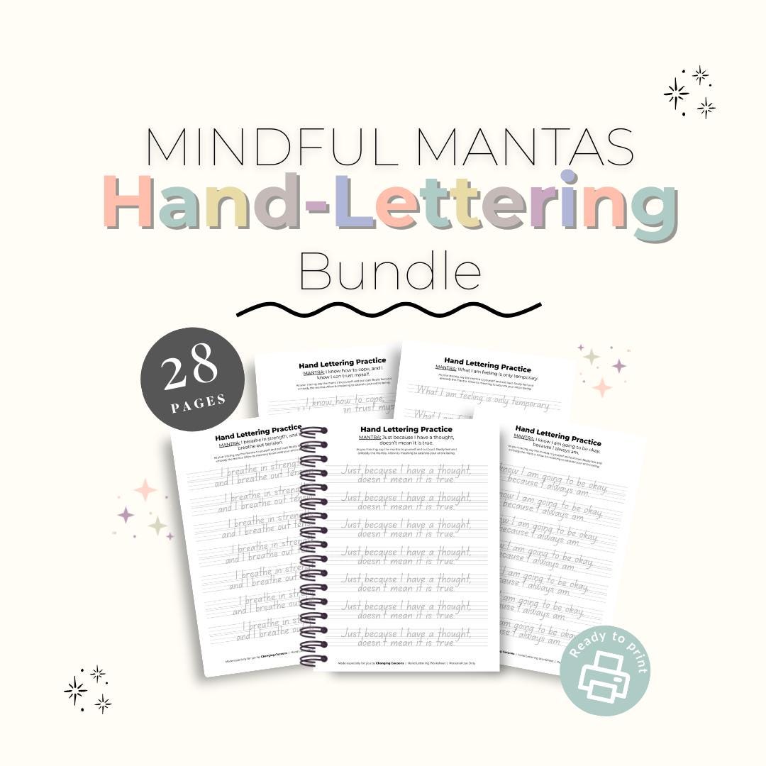 28 Hand Lettering Mantras for Anxiety Relief – Mindful Tracing Pages ...