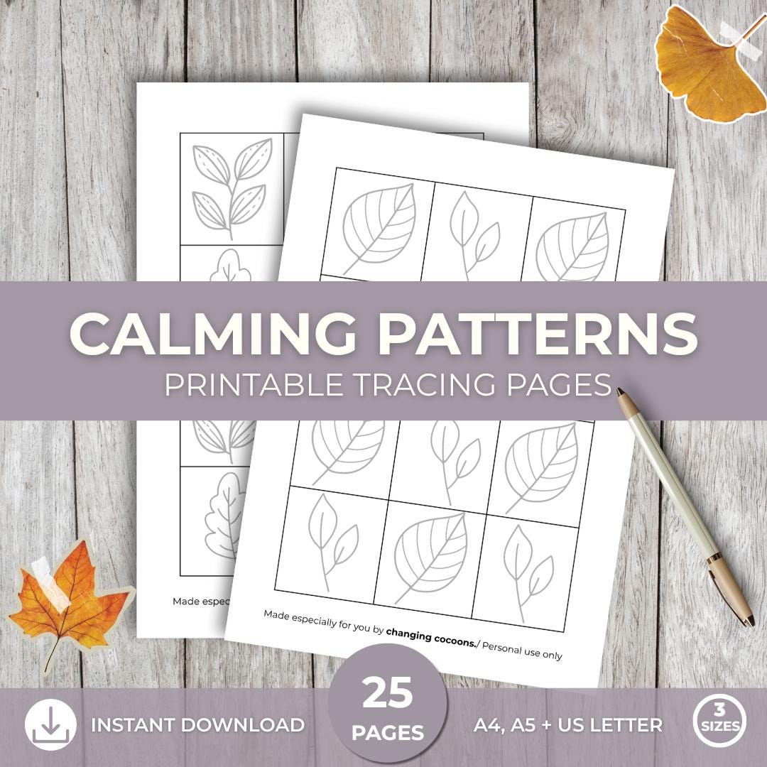 Leaf Pattern Coloring Pages, Calming Art, Relaxation (PDF Download ...