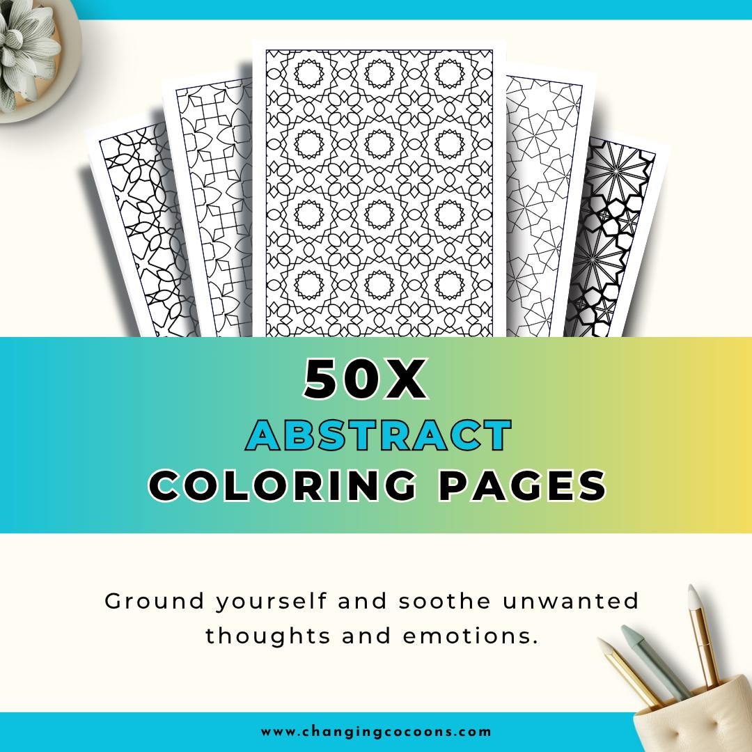 50 Abstract Coloring Pages | Boredom Buster | Mindfulness & Emotional ...
