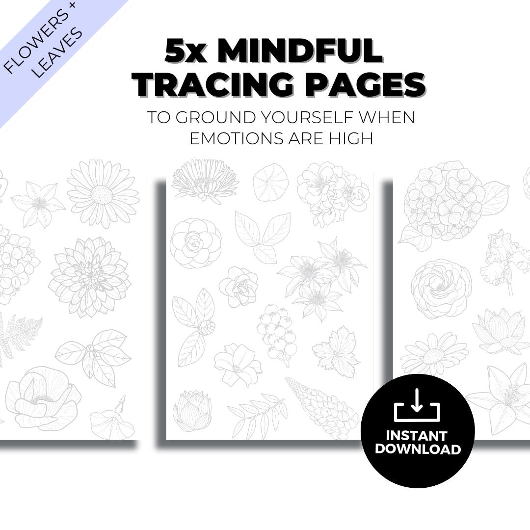 Flower & Leaf Tracing Sheets: Relaxing Art Therapy (digital Download ...