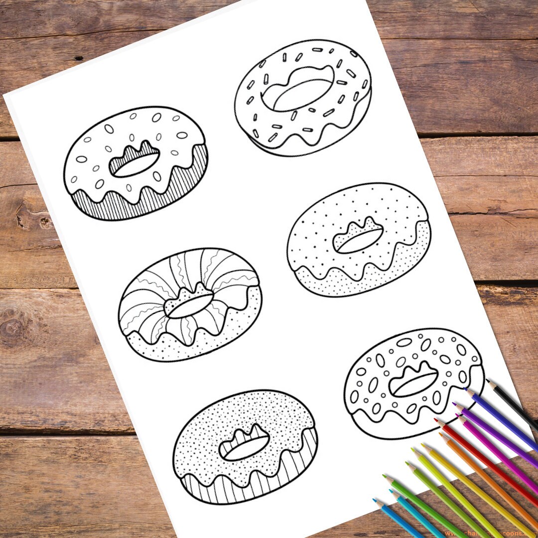 2x Cute Donut Colouring Pages I Digital Print I PDF Download I Unwind ...