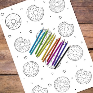 2x Cute Donut Colouring Pages I Digital Print I PDF Download I Unwind ...