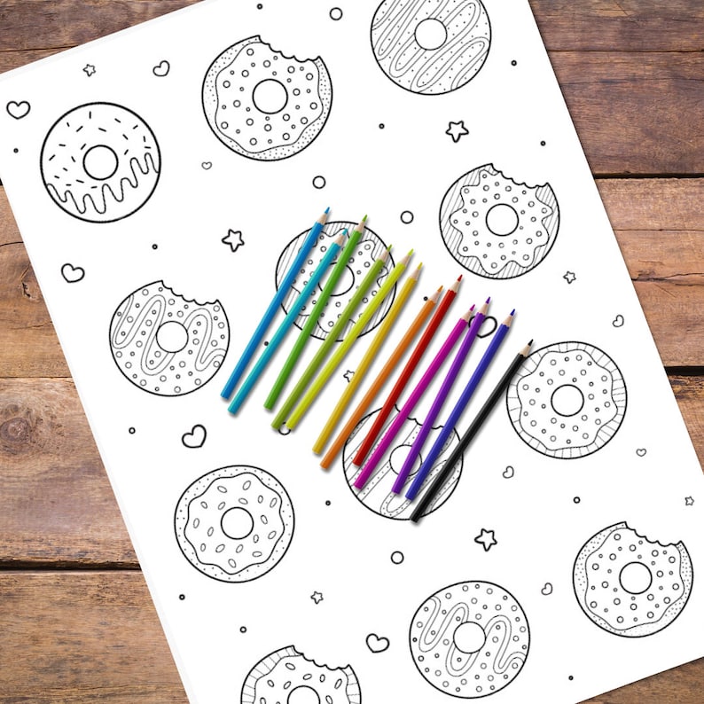 2x Cute Donut Colouring Pages I Digital Print I PDF Download I Unwind ...