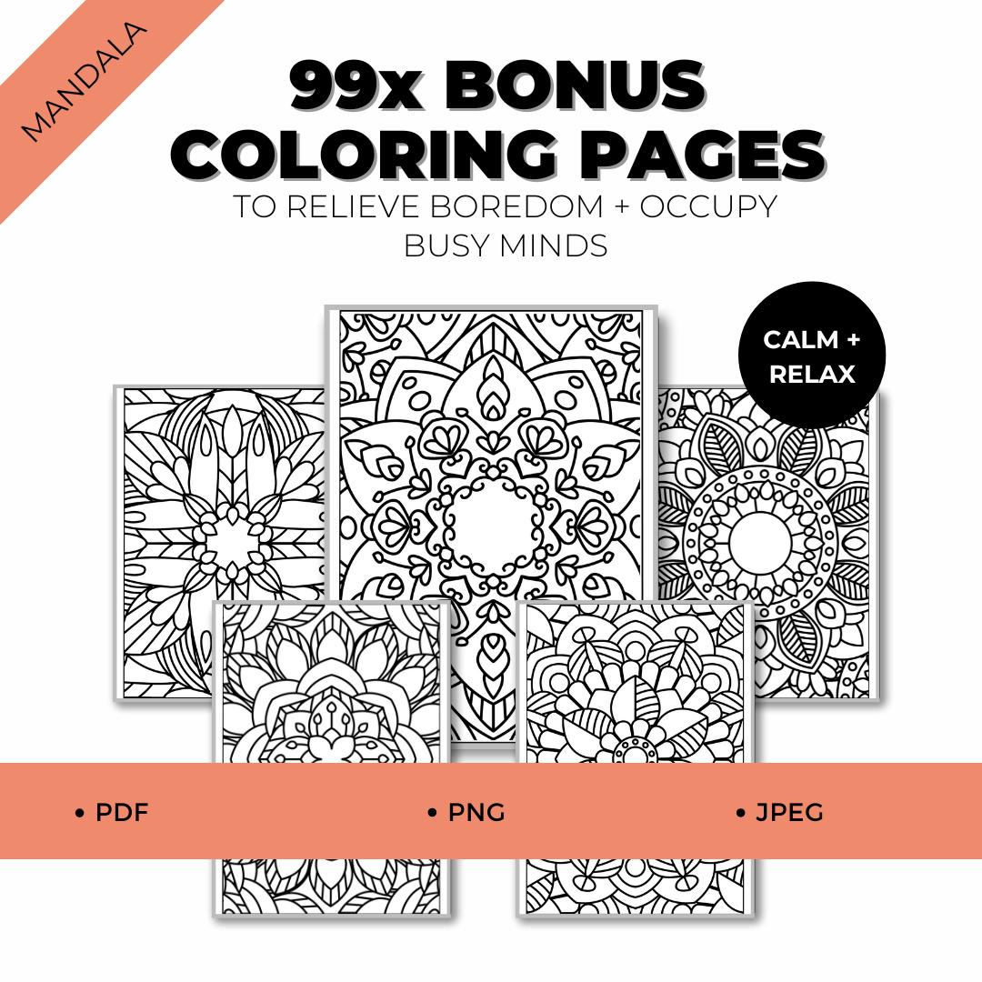 99 Mandala Tracing / Coloring Pages I Mindful Printables for Anxiety ...