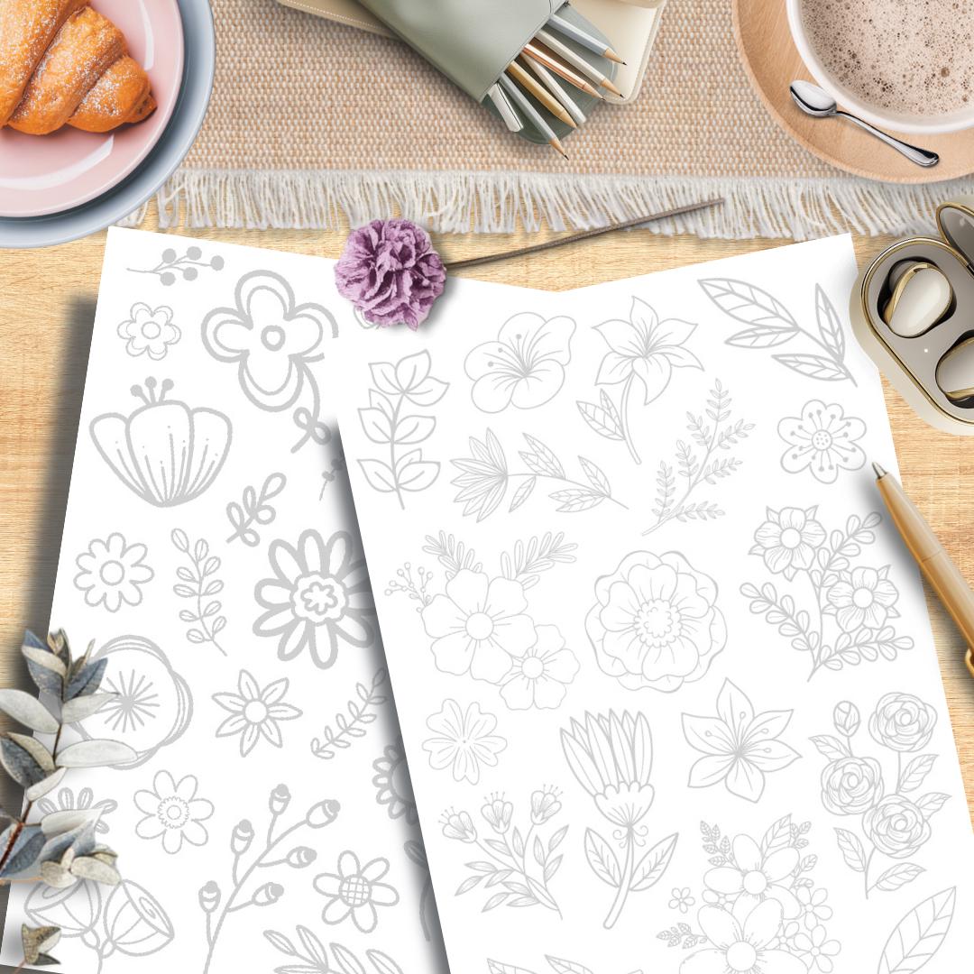 Floral Tracing Pages: Mindful Art Therapy, Anxiety Relief (digital ...