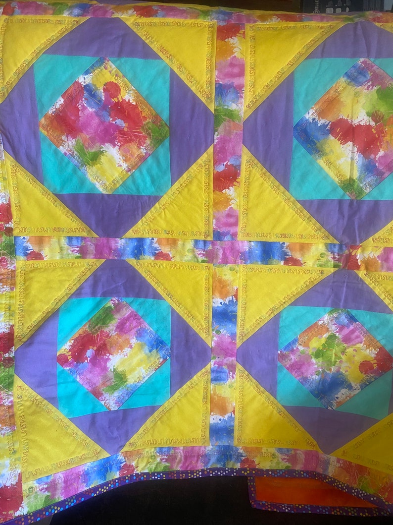 Rainbow Splatter Quilt - Etsy