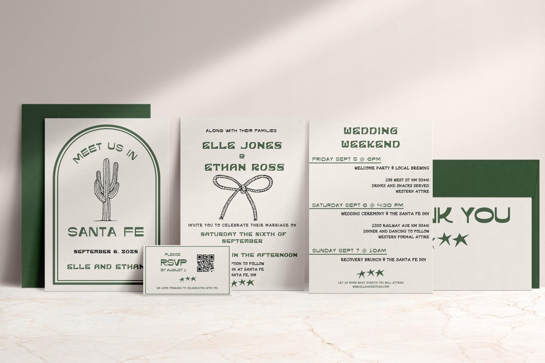 Western Wedding Invitation Set | Hand Illustrated Wedding Invite ...