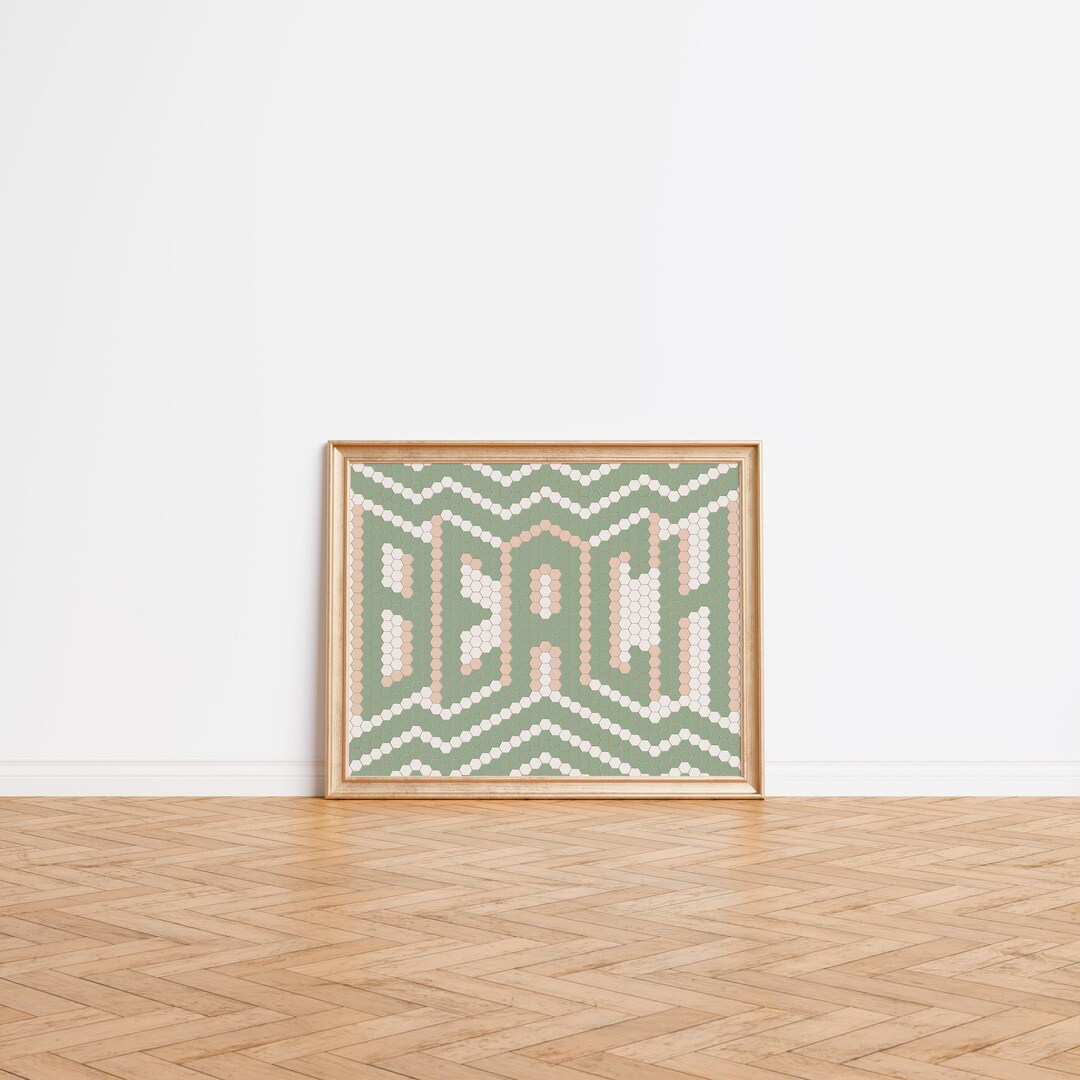 DIGITAL COPY: Beach Mosaic Tile Typography Poster | Minimalist Art ...