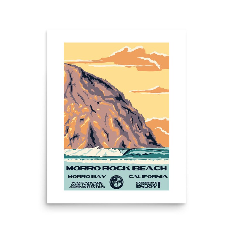 DIGITAL COPY: Morro Rock Beach (morro Bay, CA) Surf Poster (national ...
