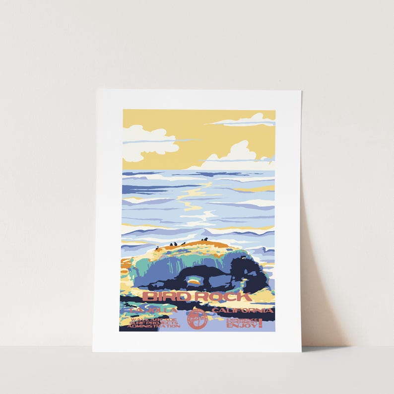 DIGITAL COPY: Bird Rock (la Jolla, CA) Surf Poster (national Parks ...