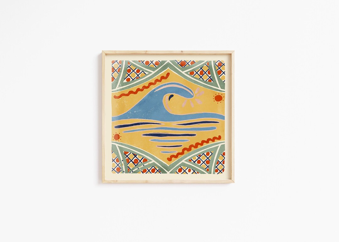 Baja Tile No.2 Surf Art Print | Hand-painted Mexican Tile Inspired ...