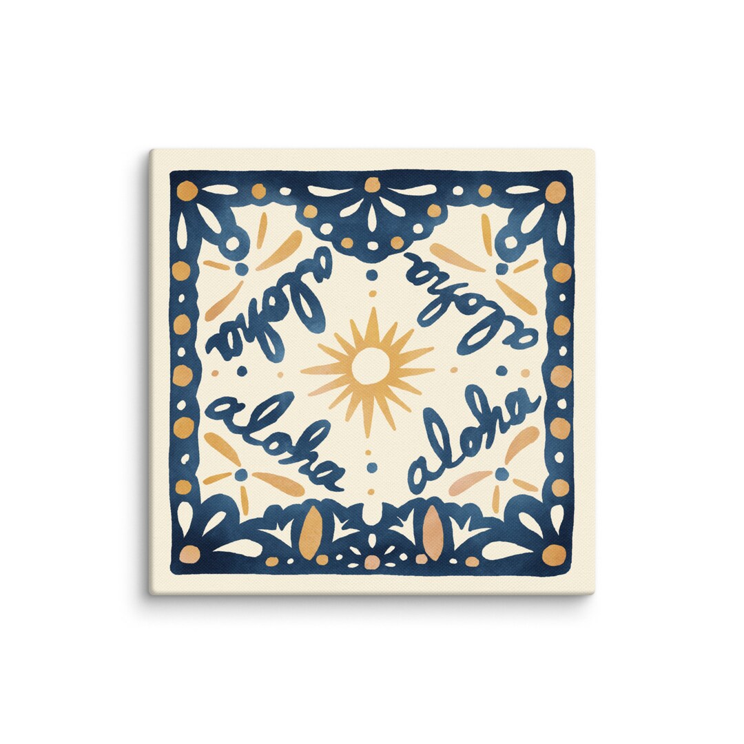 Canvas Aloha Tile No.1 Surf Art Print | Hand-painted Mexican Tile ...