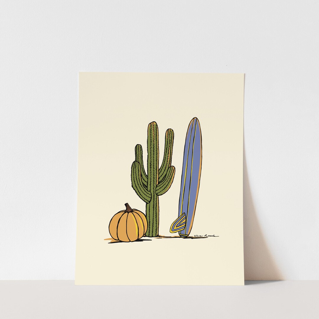 DIGITAL: Saguaro Cactus, Giant Pumpkin, Longboard Surfboard | Coastal ...