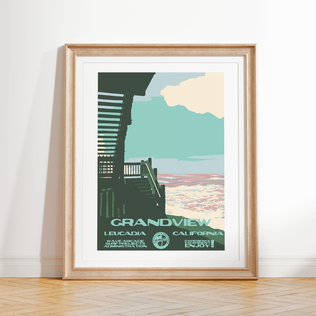 Grandview Surf Poster | Encinitas California | Vintage National Parks ...