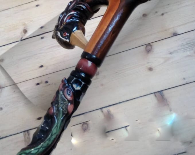 Walking Stick Snake Hand Carved Walking Stick Snake Wood Walking Cane ...