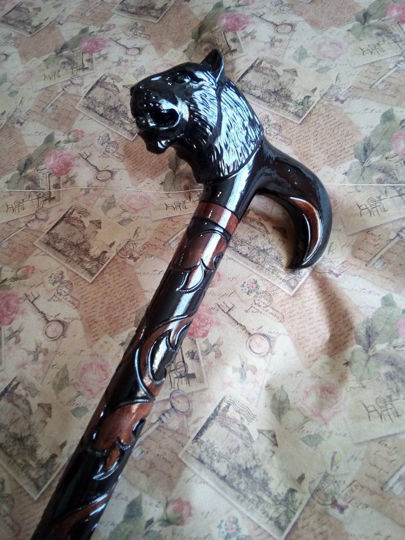Black Walking Cane Hand Carved Walking Sticks Black Panther Walking ...