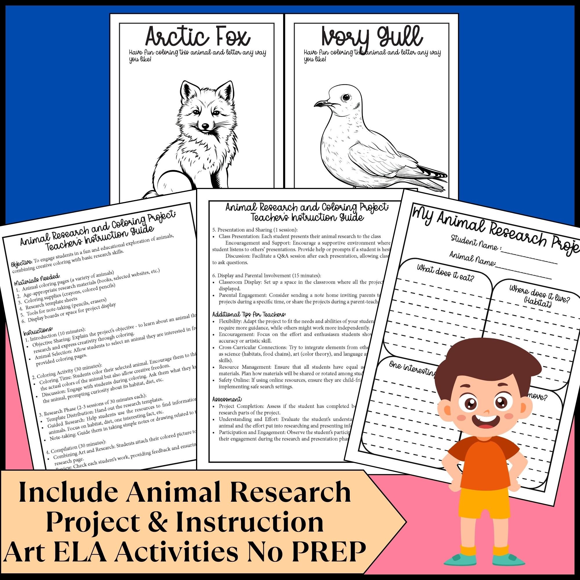 Winter Arctic Animals Coloring Pages & Animal Research Project | ELA ...