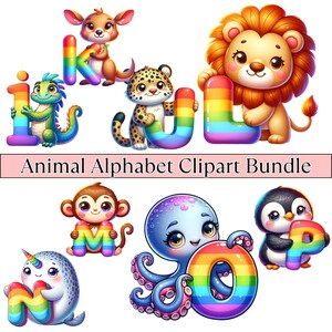 Alphabet Animal Clipart | A-Z Rainbow Letters Clipart | Printable ...
