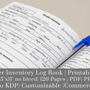 Clothing Reseller Inventory Log Book Printable Kdp 8.5x11 No Bleed 120 ...