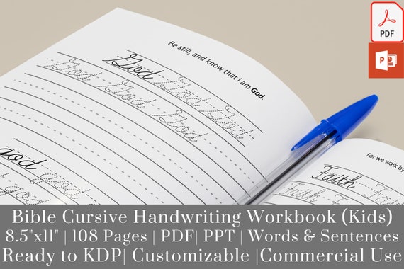Bible Cursive Handwriting Workbook for Kids KDP 8.5 X - Etsy
