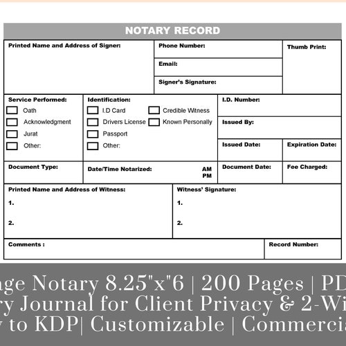 Notary Log Book PDF Powerpoint Public Notary Records Book | Etsy