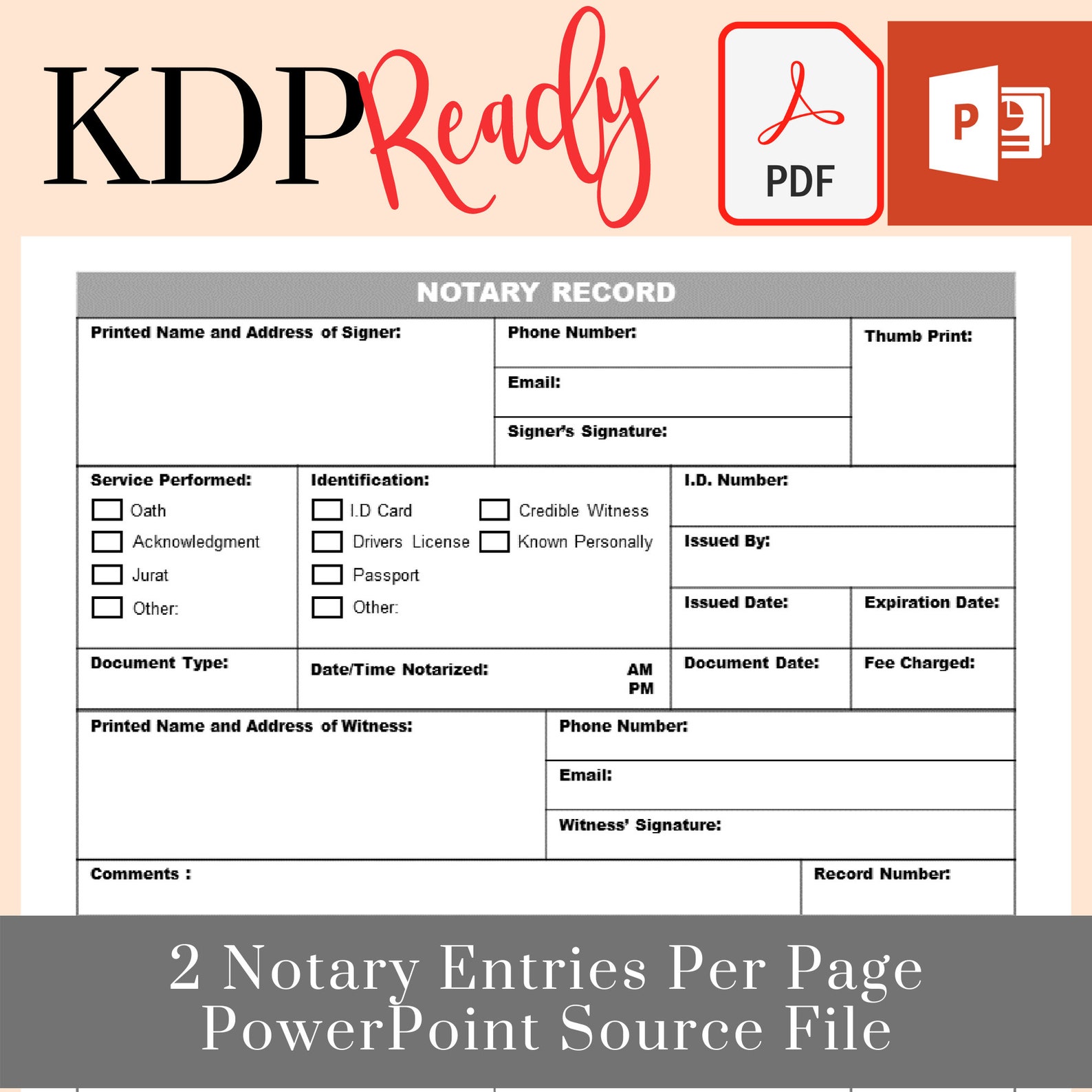 Notary Log Book PDF Powerpoint Public Notary Records Book Etsy