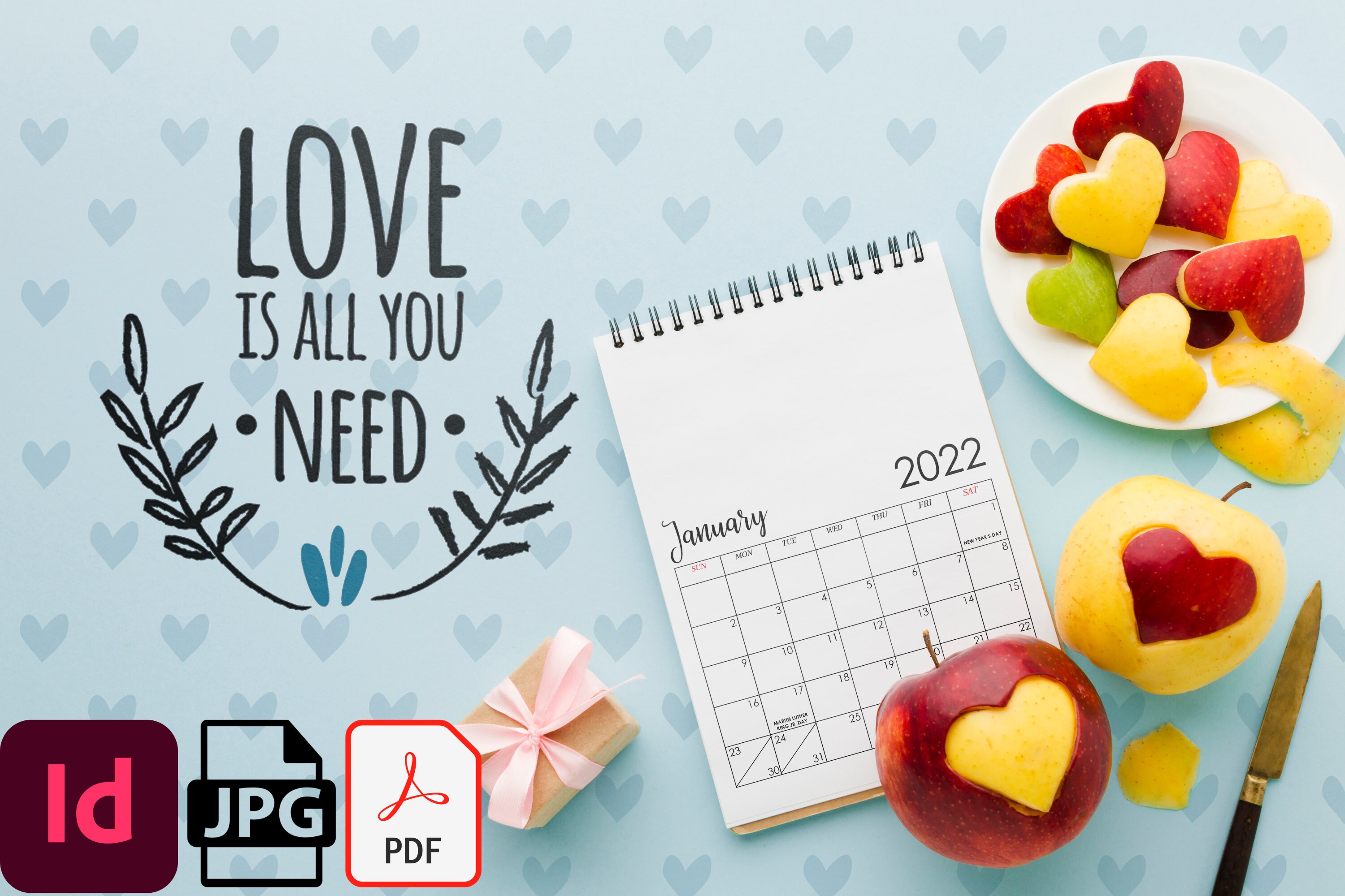 2021-2022 Calendar Template (PDF, Indesign) With US Holiday (2 Years ...