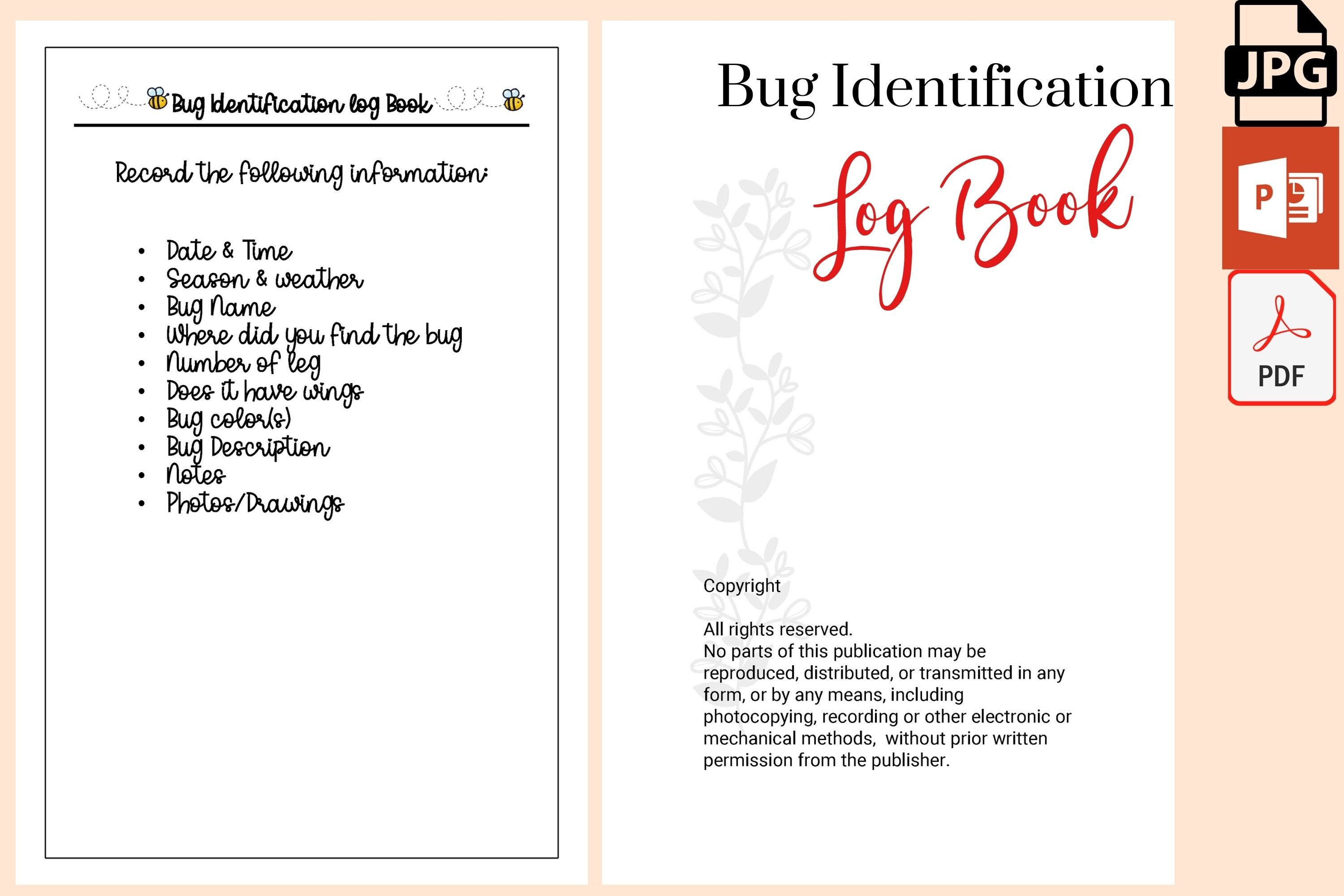 Bug Identification Log Book for Kids 6x9 (bleed) 100 Pages |PDF|PPT ...