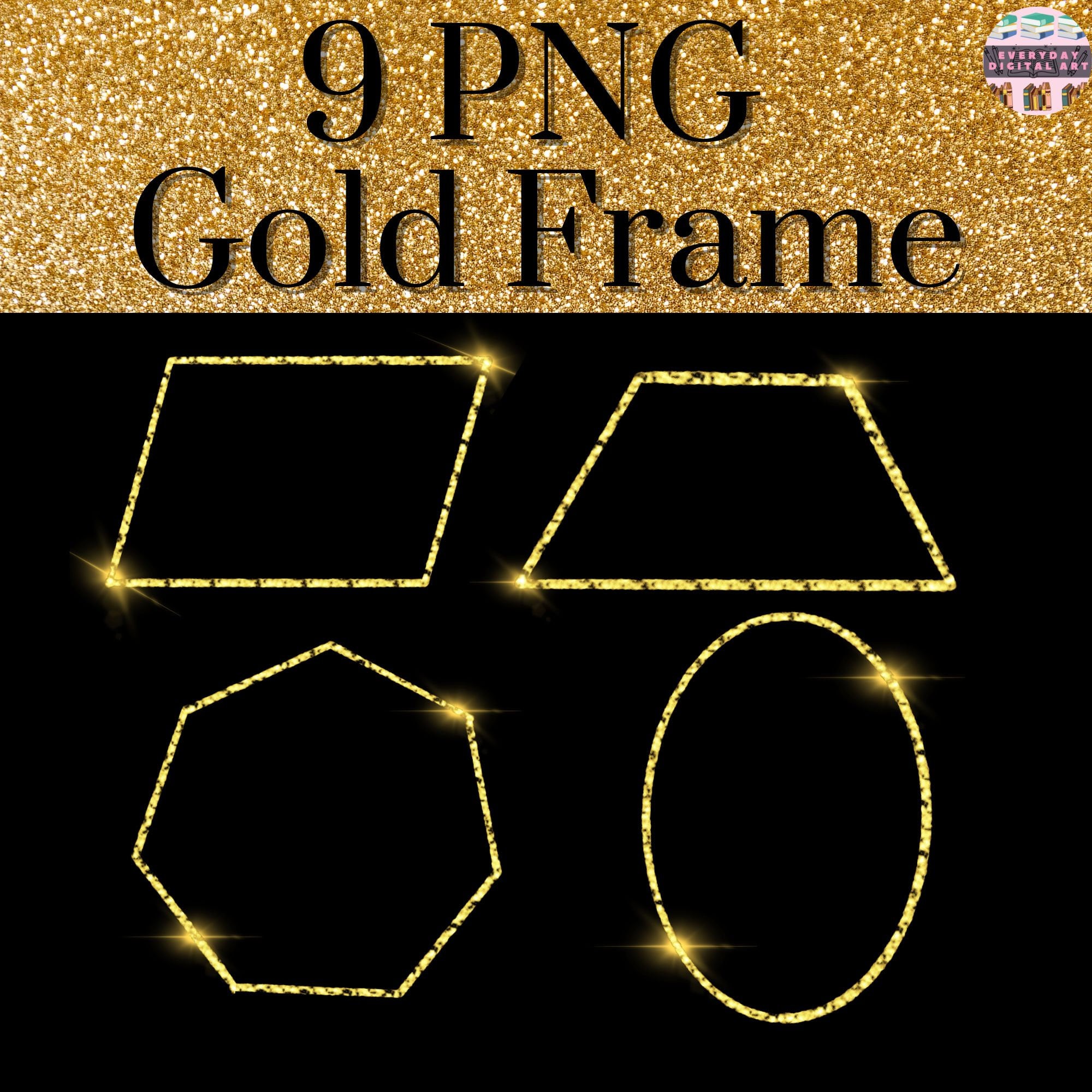 Gold Glitter Frame & Border Clipart Gold Sublimation Files - Etsy