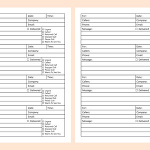 Phone Call Log Book Printable 408 Records, 8.5" X 11" No Bleed | 102 ...