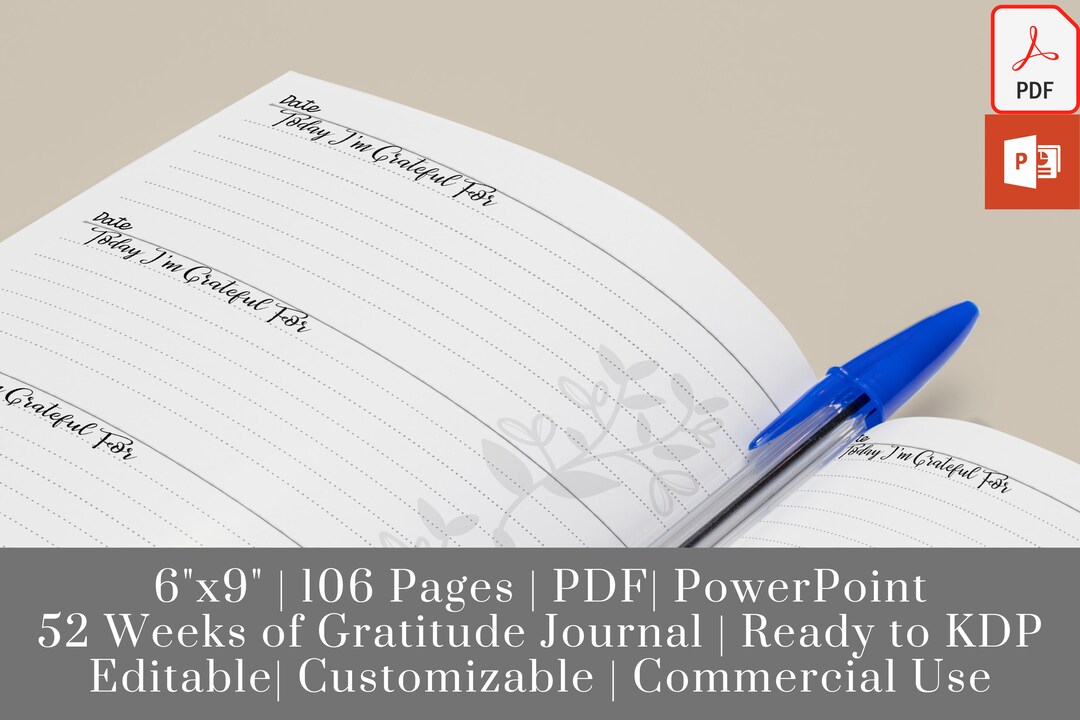 Daily Gratitude Journal (PDF, Powerpoint) 52 Weeks of New Year ...
