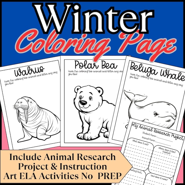 Arctic Animal Coloring Pages - Etsy